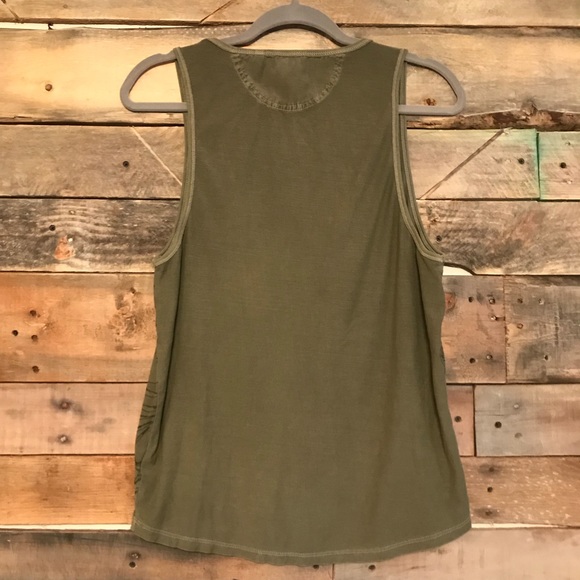 Guess | Tops | Guess Hunter Green With Black Floral Outline Tank | Poshmark